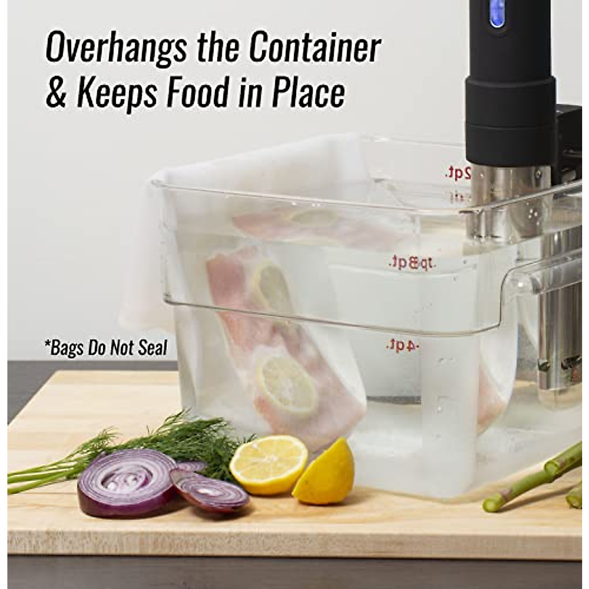 Reusable Sous Vide Bags | Set of 2 Extra Large BPA Free Bags | Food Grade Silicone | 60% Larger, Thinner and More Flexible than Other Reusable Bags | Compatible with Joule, Anova, Instant Pot Immersion Circulators and other Sous Vide Accessories