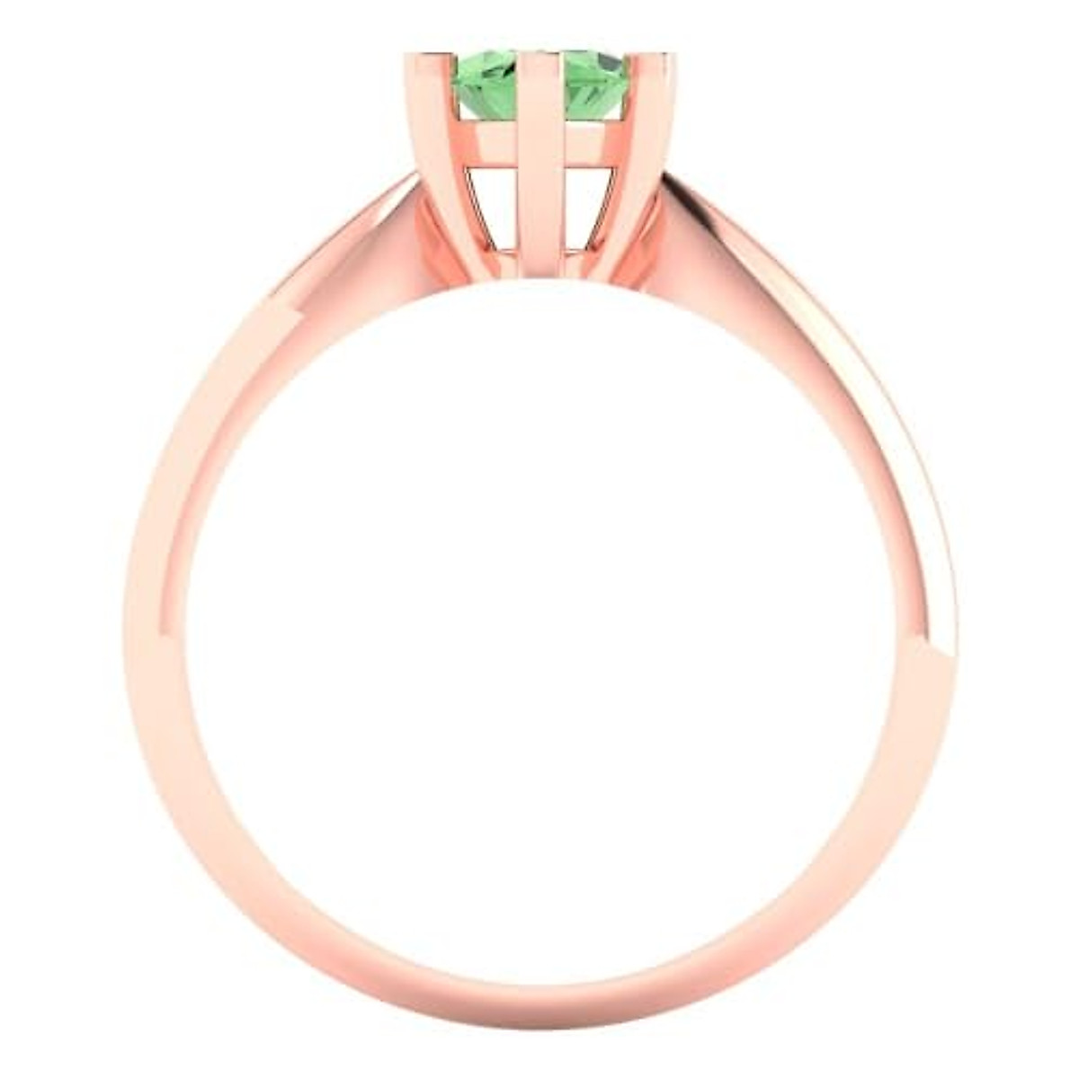 Clara Pucci 1.0 ct Marquise Cut Solitaire Green Simulated Diamond Engagement Bridal Promise Anniversary Ring 18K Rose Gold Size 9