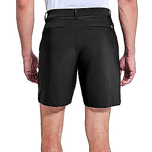 MIER Men's Hiking Shorts 8" Lightweight Outdoor Work Shorts for Men Travel Golf Camping Casual with 5 Zipper Pockets, Black, XXL