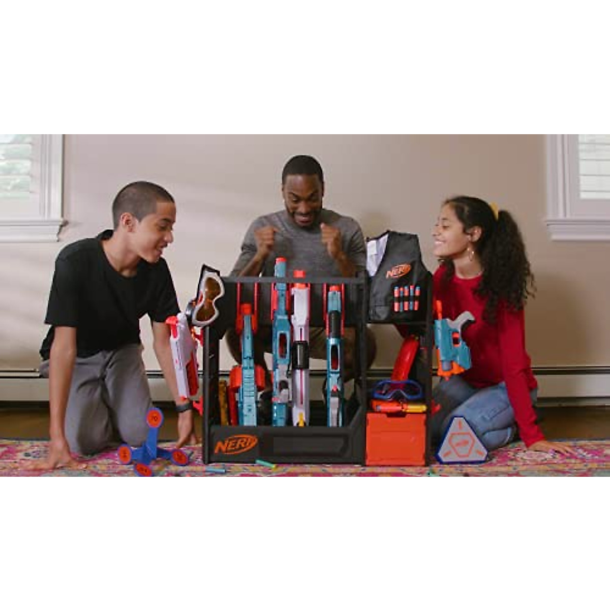 Nerf Elite Blaster Rack - Storage for up to Six Blasters, Including Shelving and Drawers Accessories, Orange and Black - Amazon Exclusive