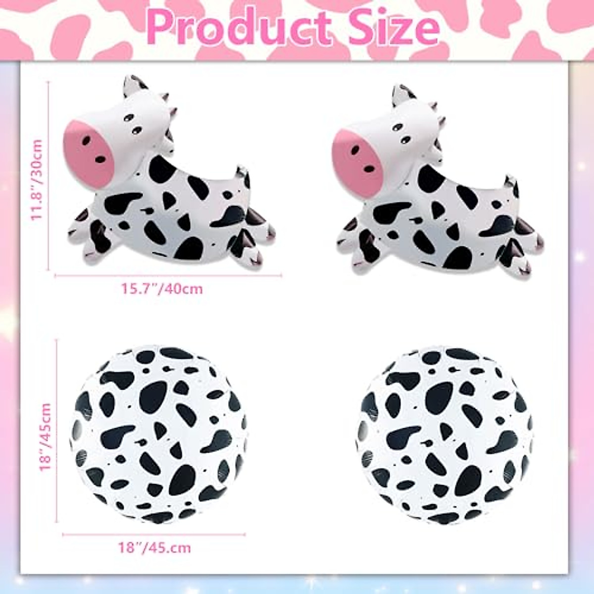 7Pcs Cow Balloons - Cow Print Balloon Huge Cow Head Foil Balloons Number 8 Balloon Cow Decorations for 8th Birthday Farm Animal Birthday Decorations Western Cowboy Theme Party Decoration