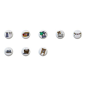 SET OF 8 KNOBS - Laundry Room by CCL - DECORATIVE Glossy CERAMIC Cupboard Cabinet PULLS Dresser Drawer KNOBS