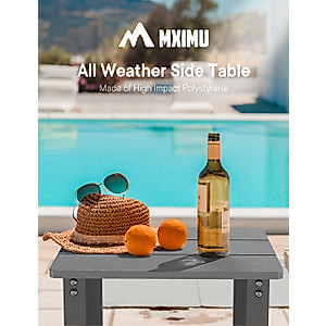 MXIMU Outside Adirondack Square Side Table, Weather Resistant Patio Table, Outdoor End Tables for Backyard, Pool, Indoor Companion, Front Porch