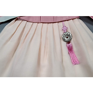 100 Day Birth Hanbok Korea Traditional Dress Lovely Dusty Pink Top Chiffon Layers Skirt
