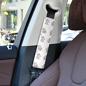 Cute Elephants Pink Butterflies Seamless On White 1 Piece Adjustable Car Seat Belt Pads Cover, Universal Car Seat Belt Shoulder Strap Covers, Car Seat Belt Cushions for Adults Kids