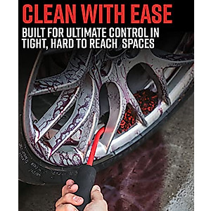 Adam's Angled Wheel Detailing Brush - Car Cleaning Wheel Brush | Use W/Wheel Cleaner, Rim Cleaner, Chrome Cleaner | Car Wash Brush Cleans Brake Dust from Barrels & Hard to Reach Areas (Small)