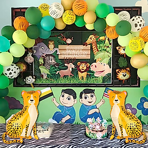 Giant Leopard Foil Balloons Jungle Safari Animal Birthday Party Decorations Mylar Balloon For Boy Kids Wild One Theme Birthday Party Decor Baby Shower Zoo