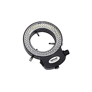 Black 144 LED Bulb Microscope Ring Light Illuminator Adjustable Bright Lamp + Adapter