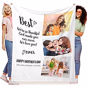 Personalized Mom Gifts for Mothers Day, Custom Blankets with Photos, Personalized Blankets with Photos, Customized Blankets with Pictures&Text, Personalized Gifts for Mom,Grandma