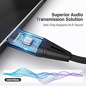 USB C to 3.5mm Audio Adapter, USB Type C Headphone Jack Adapter Hi-Fi DAC Chip, USB C to Female Aux Audio Dongle Cable Cord for Samsung Galaxy S22 S21 S20 Ultra Note 20 10 S10 S9 Plus, iPad Pro, Pixel