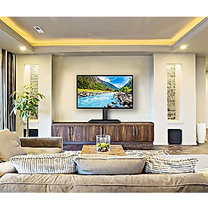 PERLESMITH Universal Swivel TV Stand-Table Top TV Stand Base for 37-70 inch LCD OLED Flat Screen 4K TVs Height Adjustable TV Stand Mount with Heavy Duty Tempered Glass Base VESA 600x400mm