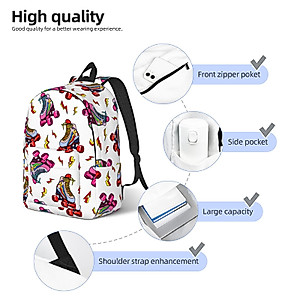 NOKOER Color Roller Skates Print Printed Canvas Backpack,Casual Daypacks,Laptop Backpack,Lightweight Travel Daypack