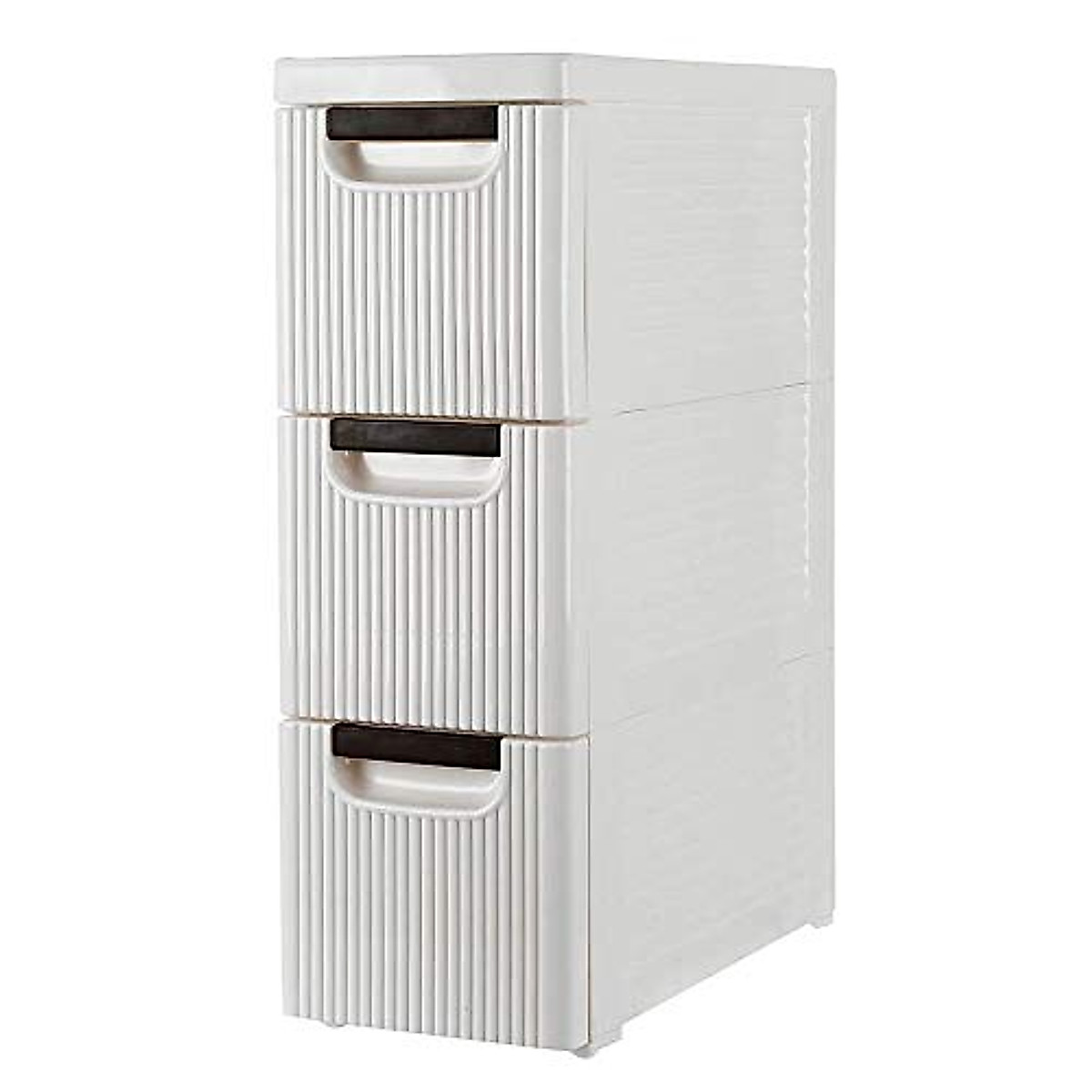 samanoya Dresser Storage Drawer Units Narrow Rolling Storage Cabinet Plastic 3-Drawer Storage Cart on Wheels, Standing Shelf Units for Bathroom Bedroom Office Kitchen Living Room (3-Drawer), White