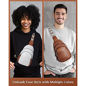 CHOLISS Small Sling Bag for Women Leather Crossbody Fanny Packs Chest Bag for Women, Brown