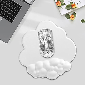 Gaming Mouse Pad Wrist Rest,Ergonomic Cloud Wrist Rest Mousepad with Gel Memory Foam,Non-Slip Rubber Base,Comfortable Mouse Pad for Home Office,Laptop,Mac,Lightweight,Easy Pain Relief (Cloud White)
