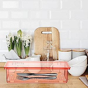 Alipis Flatware Plastic Tray with Lid Silverware Dinnerware Organizer Utensil Holder Kitchen Cutlery Tray Drainer Boxes Countertop Storage Container