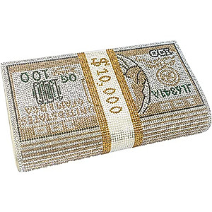 MOJISOLO Money Crystal Clutch Evening Bag for Formal Cocktail Prom Wedding Bling Foldover Purse Gold