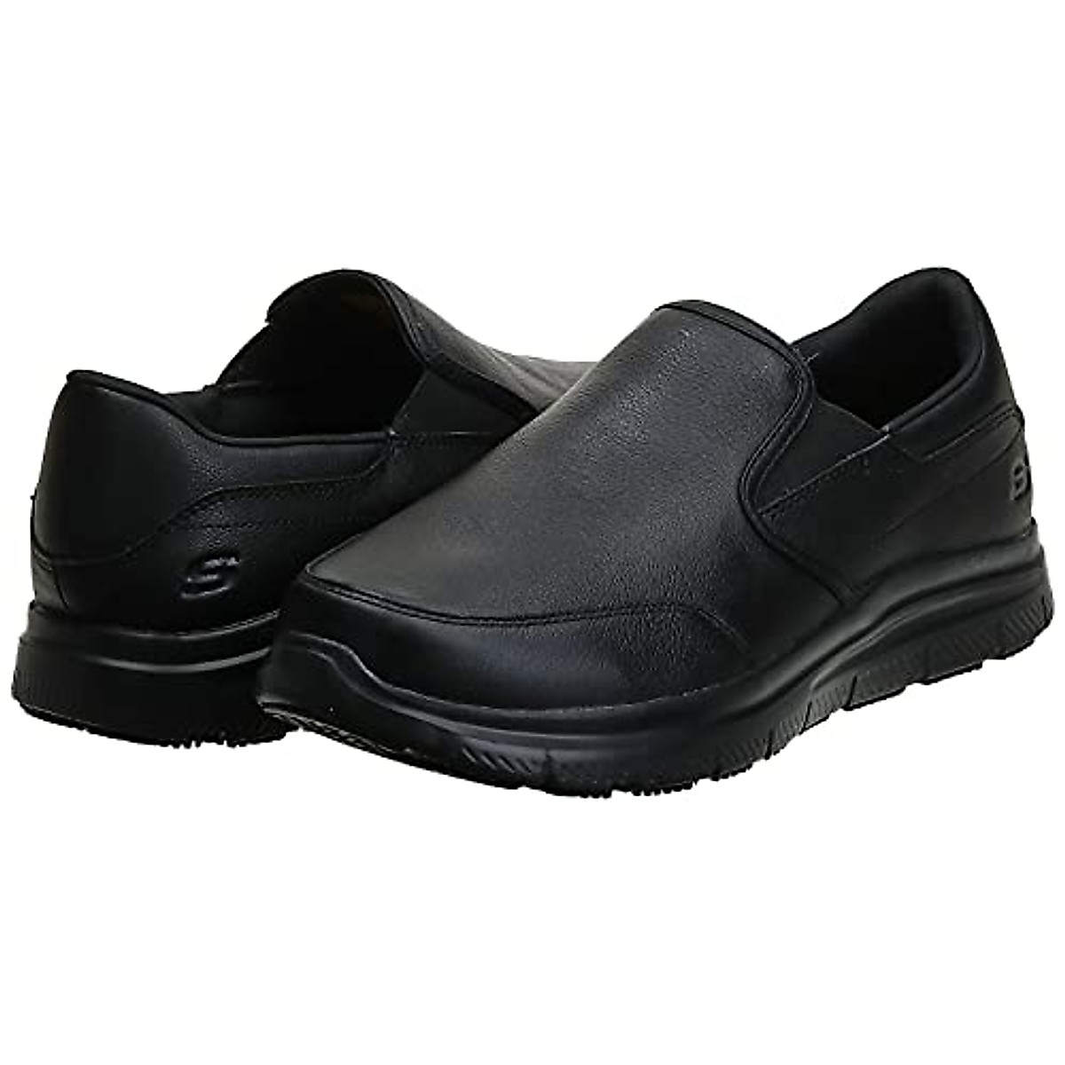 Skechers Men's Bronwood Food Service Shoe, Black Leather, 13