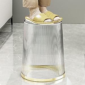 JOROBURO Transparent Trash Can, Multipurpose Stylish Simple Round Shape Large Capacity Waste Basket, Space Saving Trash Wastebasket Garbage Container Bin for Bathroom Bedroom Kitchen Office