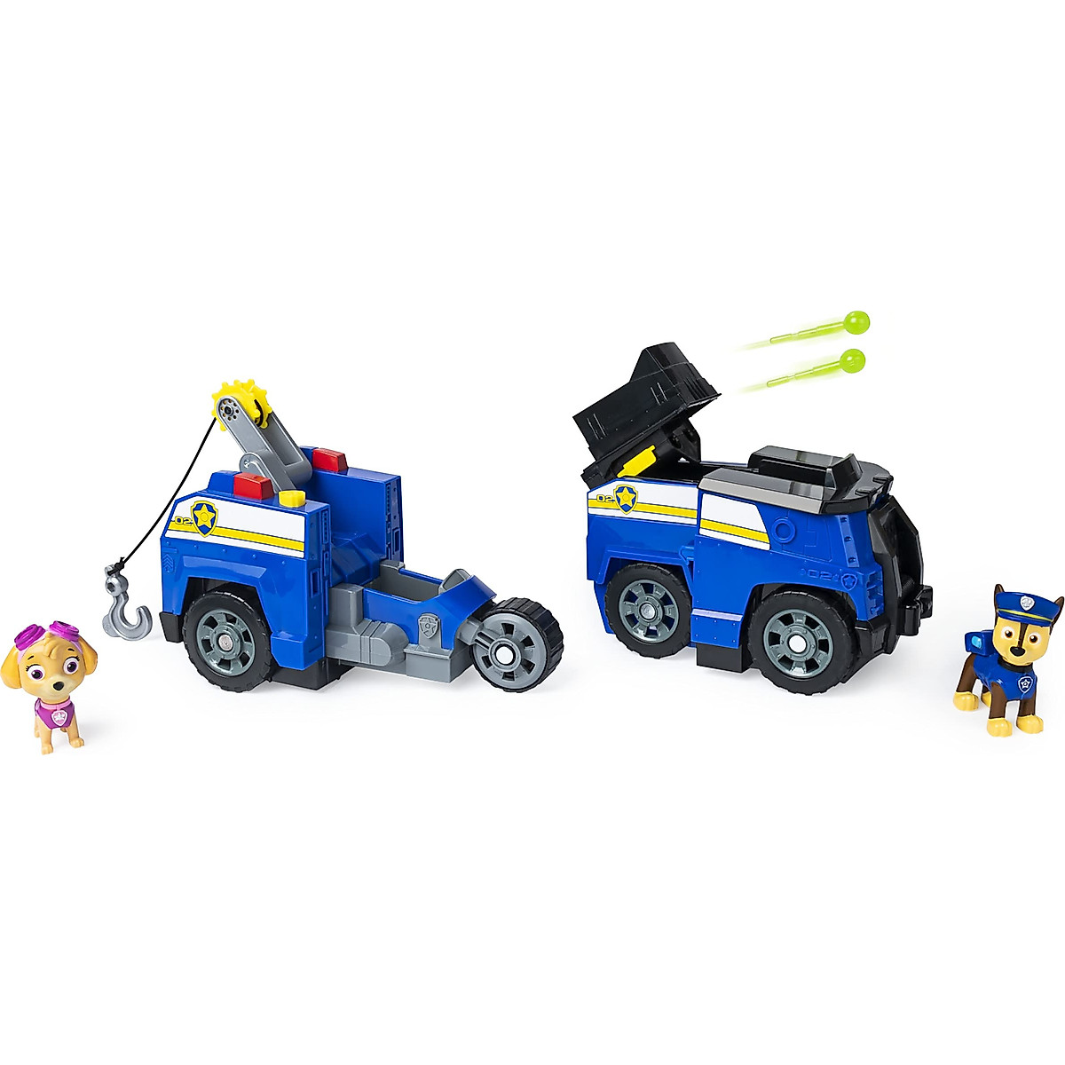 Paw Patrol, Chase Split-Second 2-in-1 Transforming Police Cruiser Vehicle with 2 Collectible Figures