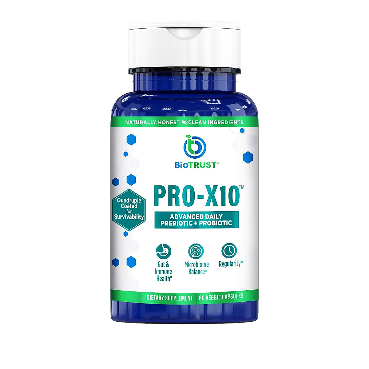 BioTrust Pro-X10 2.0 Probiotic Supplement - Probiotics for Digestive Health with Prebiotics - Immune System Support and GI Health - Free from Gluten, Soy and Dairy, Non GMO - 60 Capsules