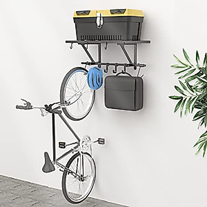 2-Pack Garage Storage Kit, Floating Garage Shelves with Bike Hanger, Wall Shelf Garage Storage Rack,Loads 500 lbs Wall Shelf Garage Storage Rack,Sturdy Garage Organizer Wall Mount Shelves