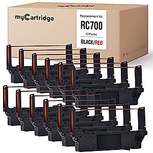 myCartridge 12-Packs Compatible Ink Ribbon Replacement for Star RC700 SP700 SP712 SP712R SP717 SP742R SP747 SP740 (Black/Red)