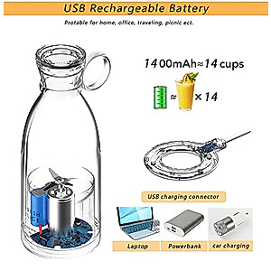 OTPEIR Personal Size Blender, Portable Blender, Battery Powered USB Blender (Pink)