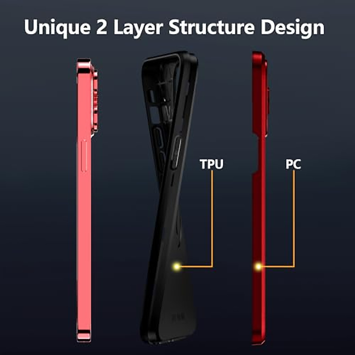 HAMBNAG Magnetic Case for iPhone 13 Pro Max Compatible with MagSafe,[2 Layer Military Grade Structure Protection][Built-in Camera Ring Stand] Cover for iPhone 13 Pro Max 6.7 Inch,Red