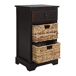SAFAVIEH Home Collection Carrie Brown/ Natural Wicker 3-Drawer Storage Nightstand Side Table (Fully Assembled)