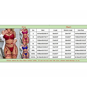 Women's Sexy Lingerie Three Piece Underwear Chain Neck Waist Seal Heavy Craft Sexy Lingerie Daddy Lingerie for Womens Bra and Panty Sets Blue