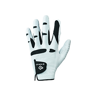 Bionic Gloves –Men’s StableGrip Golf Glove W/Patented Natural Fit Technology Made from Long Lasting, Durable Genuine Cabretta Leather, White, Large