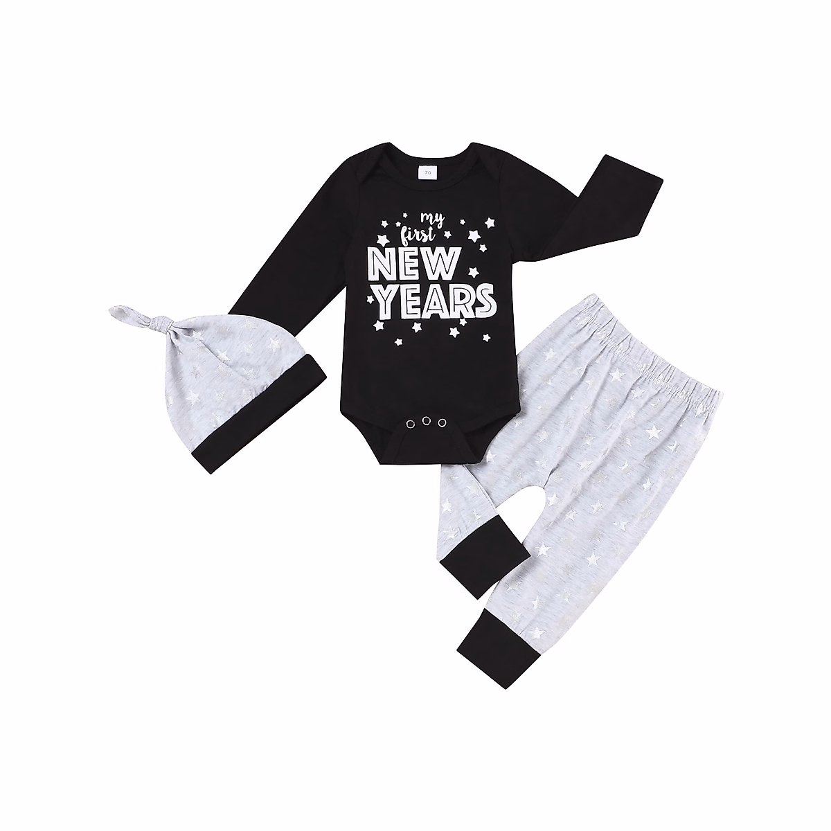 My First New Year Outfit Baby Boy 1st New Year Romper Pant 0 3 6 9 12 Months Newborn Infant Boys Clothing Clothes Gift Black