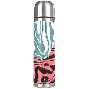 Stainless Steel Leather Vacuum Insulated Mug Abstract Texture Thermos Water Bottle for Hot and Cold Drinks Kids Adults 16 Oz