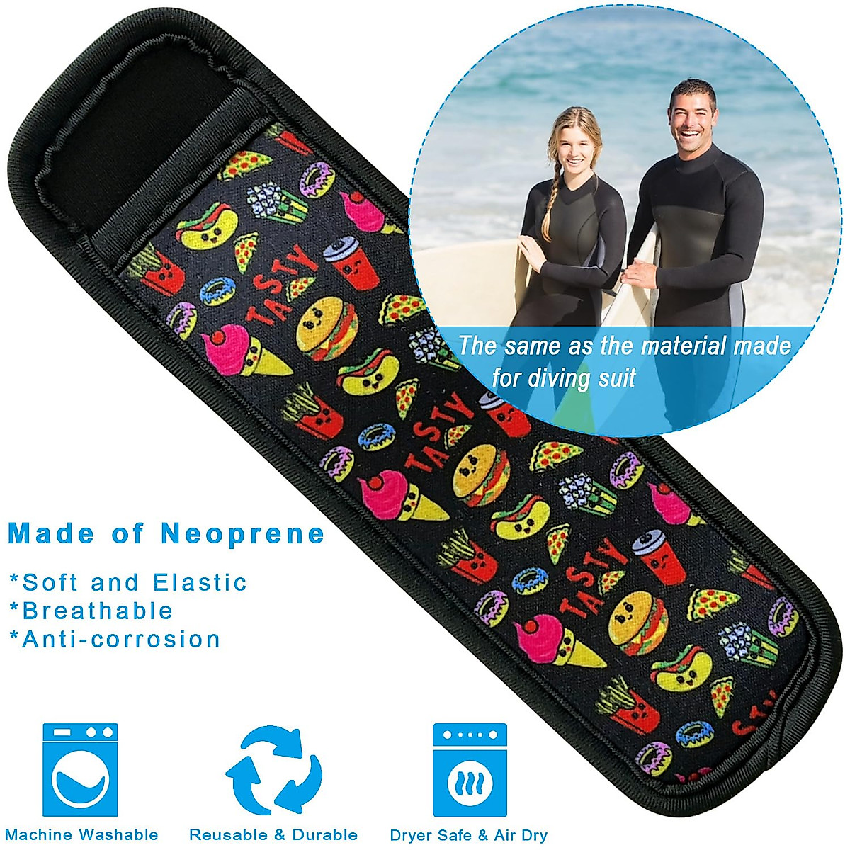 Hzran Ice Pop Sleeves, 8 Pieces Ice Pop Neoprene Insulator Sleeves, Freezer Popsicle Holder Sleeves, Colorful Ice Sleeves Holder Bag, Reusable Washable Ice Popsicle Holders for Kids.