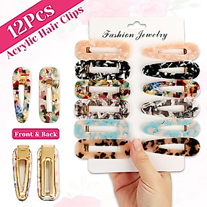 cridoz 12 Pcs Acrylic Resin Hair Barrettes Hair Clips for Women Hair Accessories