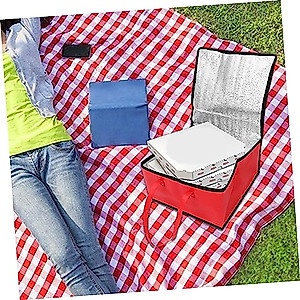 FELTECHELECTR Insulation Bags Foldable Tote Bag Shopping Tote Bag Large Tote Bags Lunch Insulation Coolers Keep Warm Groceries Bag Pizza Carry Bag Non-woven Fabric Red Insulated Food Carrier Bag
