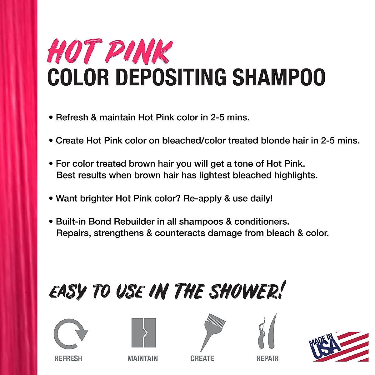 No Fade Fresh Bright Red Color Depositing Shampoo + Conditioner + BondHeal Bond Rebuilder Bundle - Enhance Color, Prevent Fading & Refresh, Temporary Hair Dye