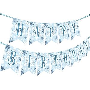 Snowflake Frozen Birthday Banner, Winter Wonderland 1st 2nd 3rd Birthday Party Decorations Snowflake Frozen Theme Party Christmas New Year Supplies