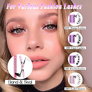 ALICE Lash Bond and Seal, Cluster Lashes Glue for DIY Eyelash Extensions, Individual Lash Glue Super Strong Hold Latex Free Waterproof Adhesive Eyelash Extension Glue (5ml×2)