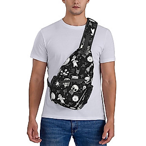 Luirioe Cool Skull Unisex Chest Bags Crossbody Sling Backpack Travel Hiking Daypack Crossbody Bag For Men