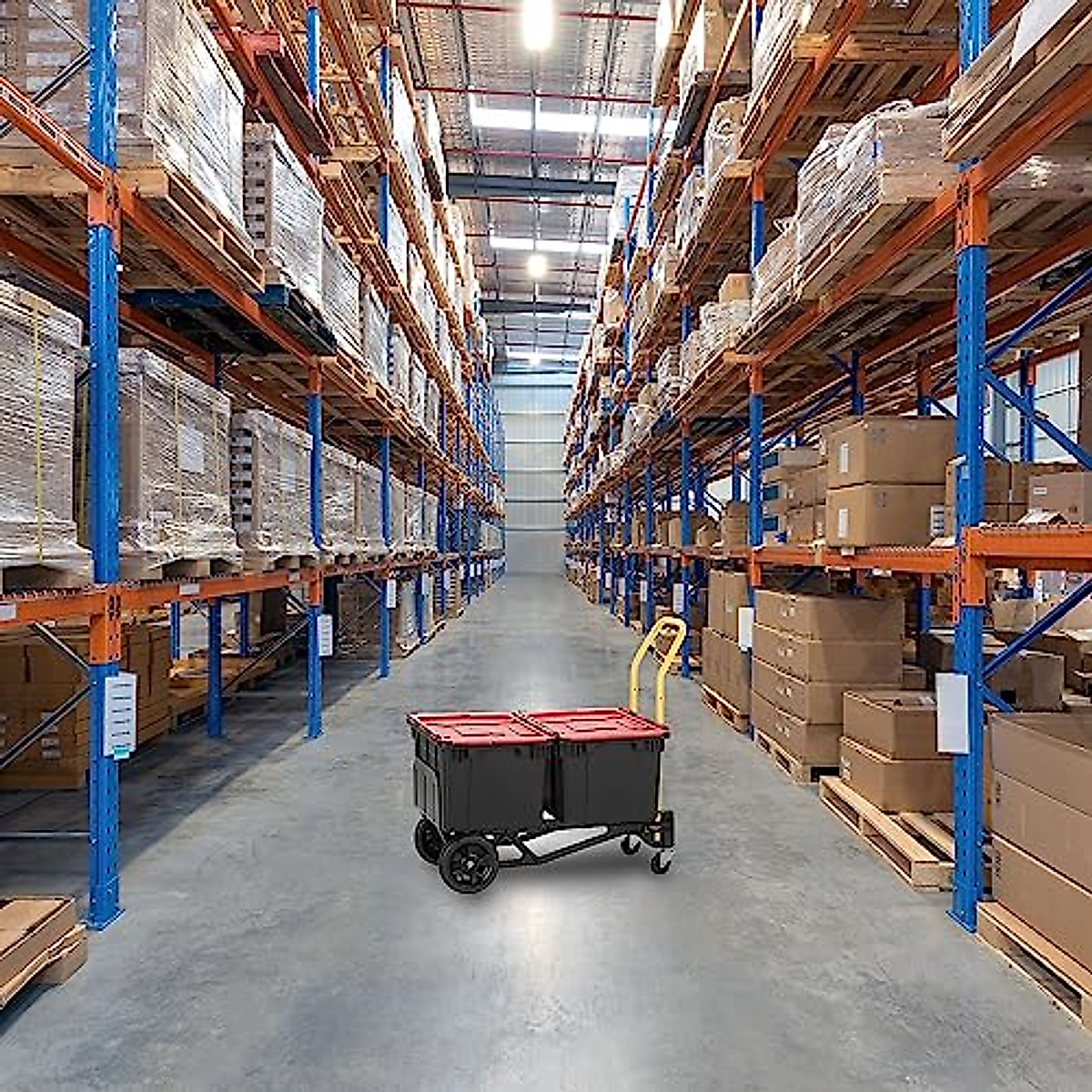 Harper Trucks Heavy Duty Nylon Frame Convertible Hand Truck Dolly Cart with Adjustable Telescopic Frame and Pneumatic Wheels, Black