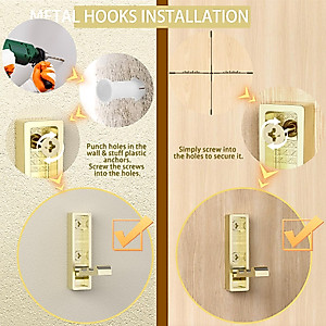 ANJUU Wall Hooks for Hanging Coat, Heavy Duty Metal Hooks with Folding Storage Foldable Wall Hooks for Entryway Bathroom Kitchen Bags Towels Closet, 4Pcs Gold