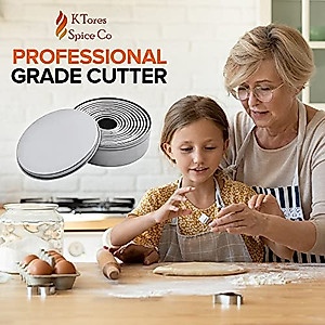 K-Tores Stainless Steel, Round - Cookie Cutters Baking Pastry Cutter Set - Strong Circle Biscuit, Cookie Cutter Set - 11 Cookie Cutter Sizes & Shapes