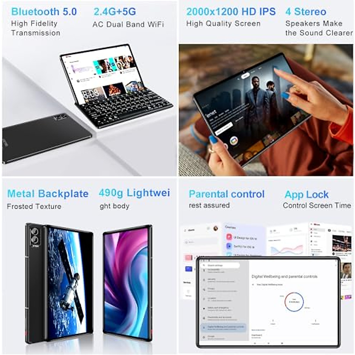 Tablet 11 Inch Android 13 Tablet PC Android Latest with 16GB+256GB+1TB Expand, 8600mAh, Support, Octa-Core 2.0 GHz, 5G WiFi, Dual Camera, Bluetooth 5.0, HD Screen Tablet with Keyboard Mouse - Black