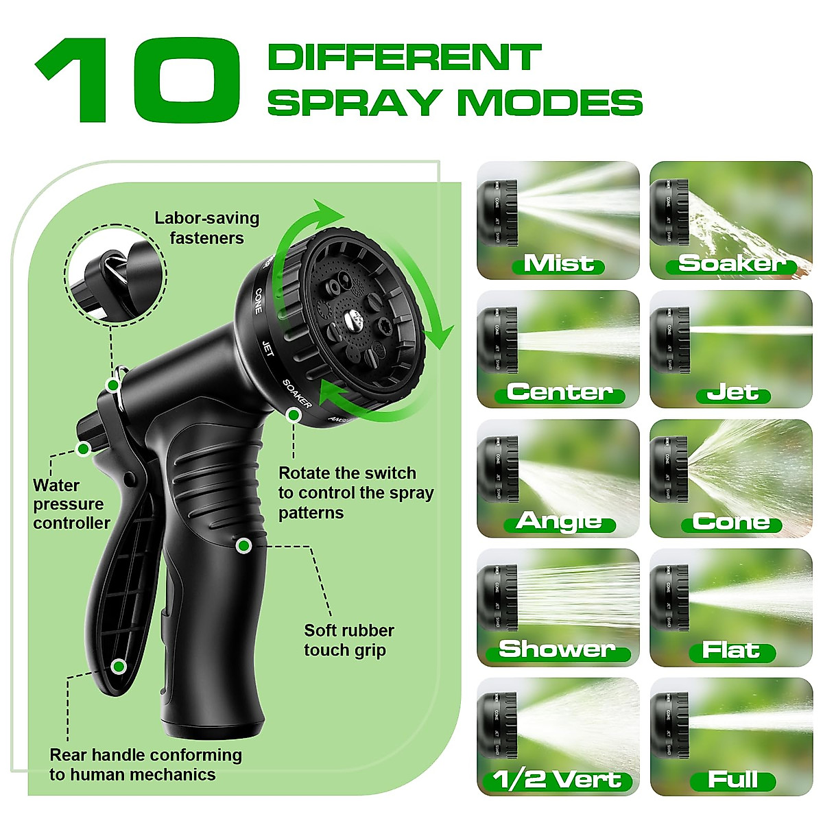 Garden Hose JTTHKK Water Hose 75 ft - 304 Stainless Steel Metal Hose with 10 Function Nozzles, No-Kink, Rust Proof, Easy to Store, Heavy Duty Garden Hose for Yard, Lightweight Outdoor Hose