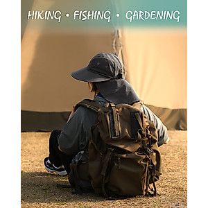 Camptrace Wide Brim UPF 50+ Hiking Fishing Gardening Hat with Neck Flap Sun Protection Outdoor Safari Hats for Women Nylon