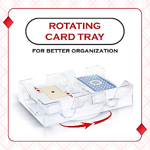Ever Crescent Supplies Canasta Cards with Point Values, Tray and Score Pads Set. Includes 2 Deck of Cards, Revolving Holder, and 50 Scoring Sheets.