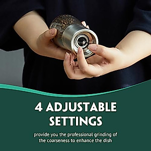 KITEXPERT Pepper Grinder - Chunky Glass Pepper Mill Grinder with Large Capacity - Upgraded Grinding Precision Pepper Grinder Manual - Refill Salt Grinder