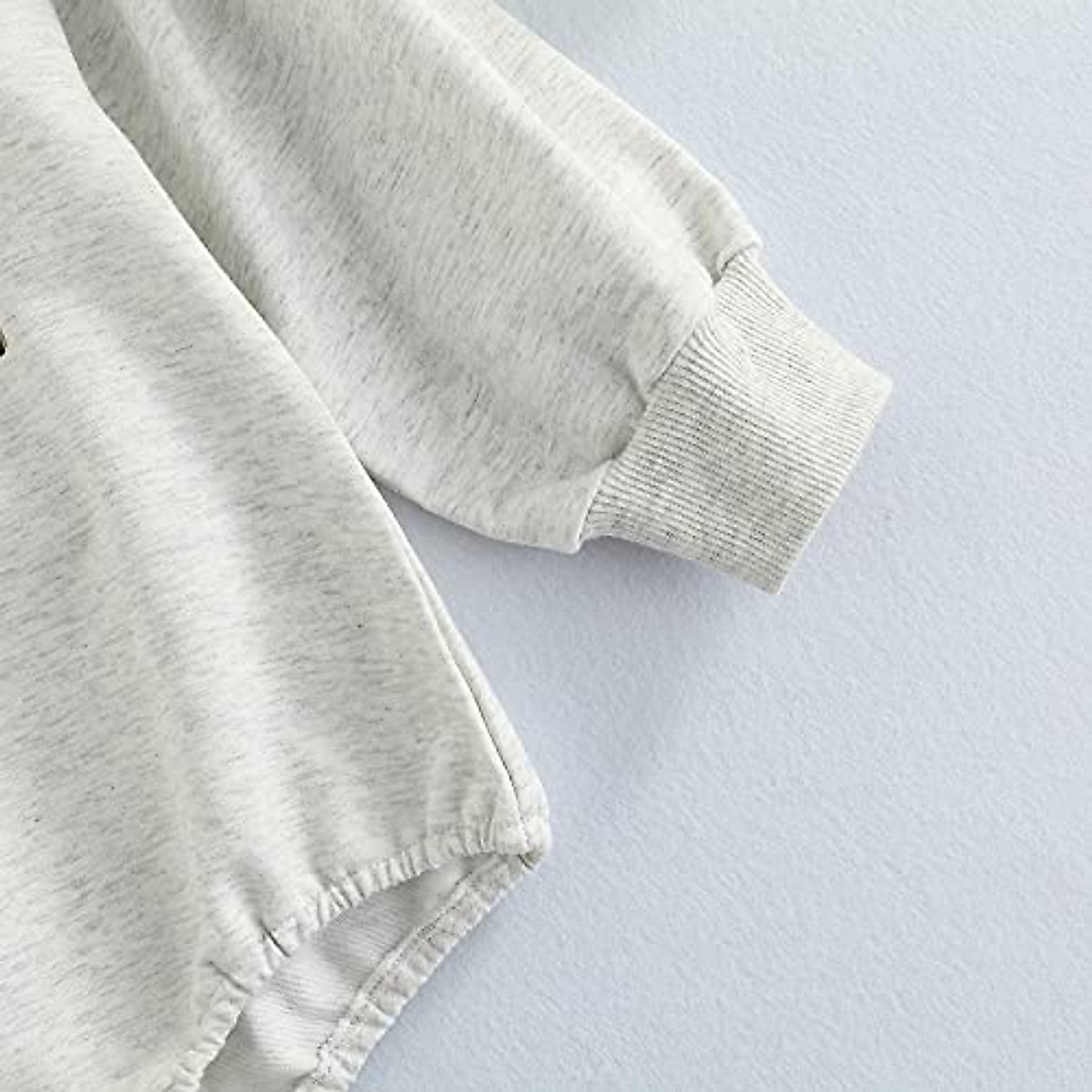 Fall Baby Girl Clothes Newborn Infant Puff Sleeve Sweatshirt Romper Leopard Letter Print Sweater Pullover Top (Gray, 0-6 Months)